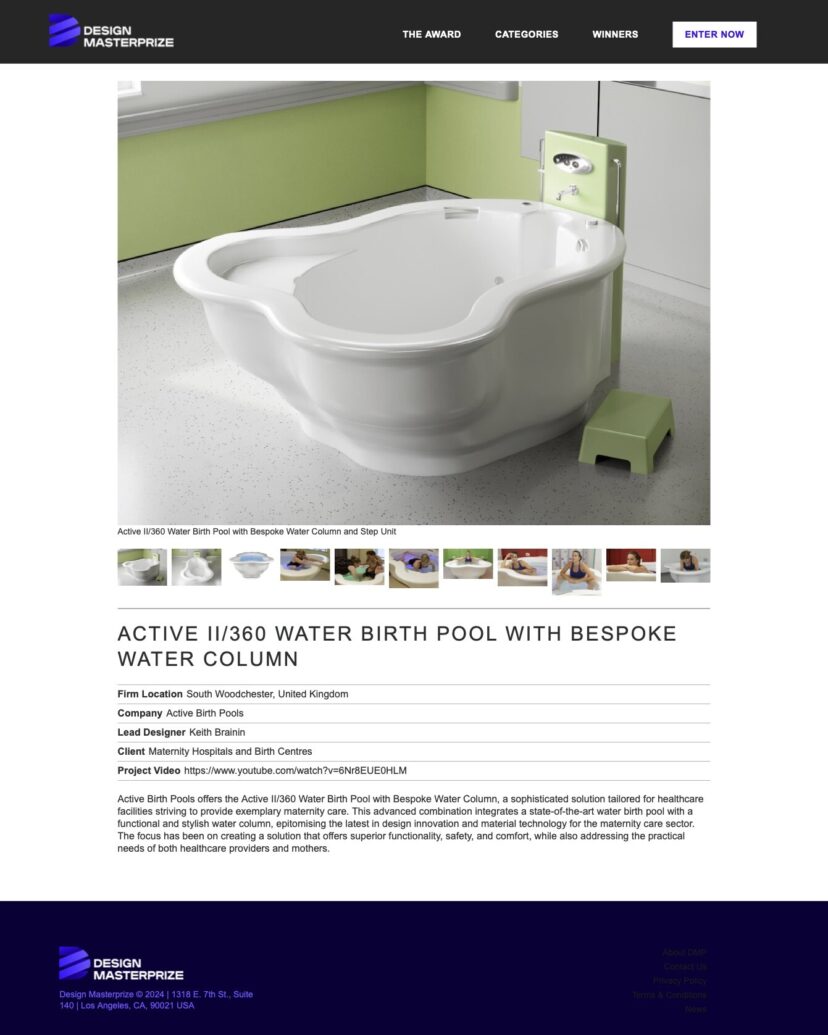 Active Birth Pools Wins Prestigious Design MasterPrize Award - Active Birth Pools